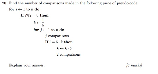 Solved 20. Find the number of comparisons made in the | Chegg.com
