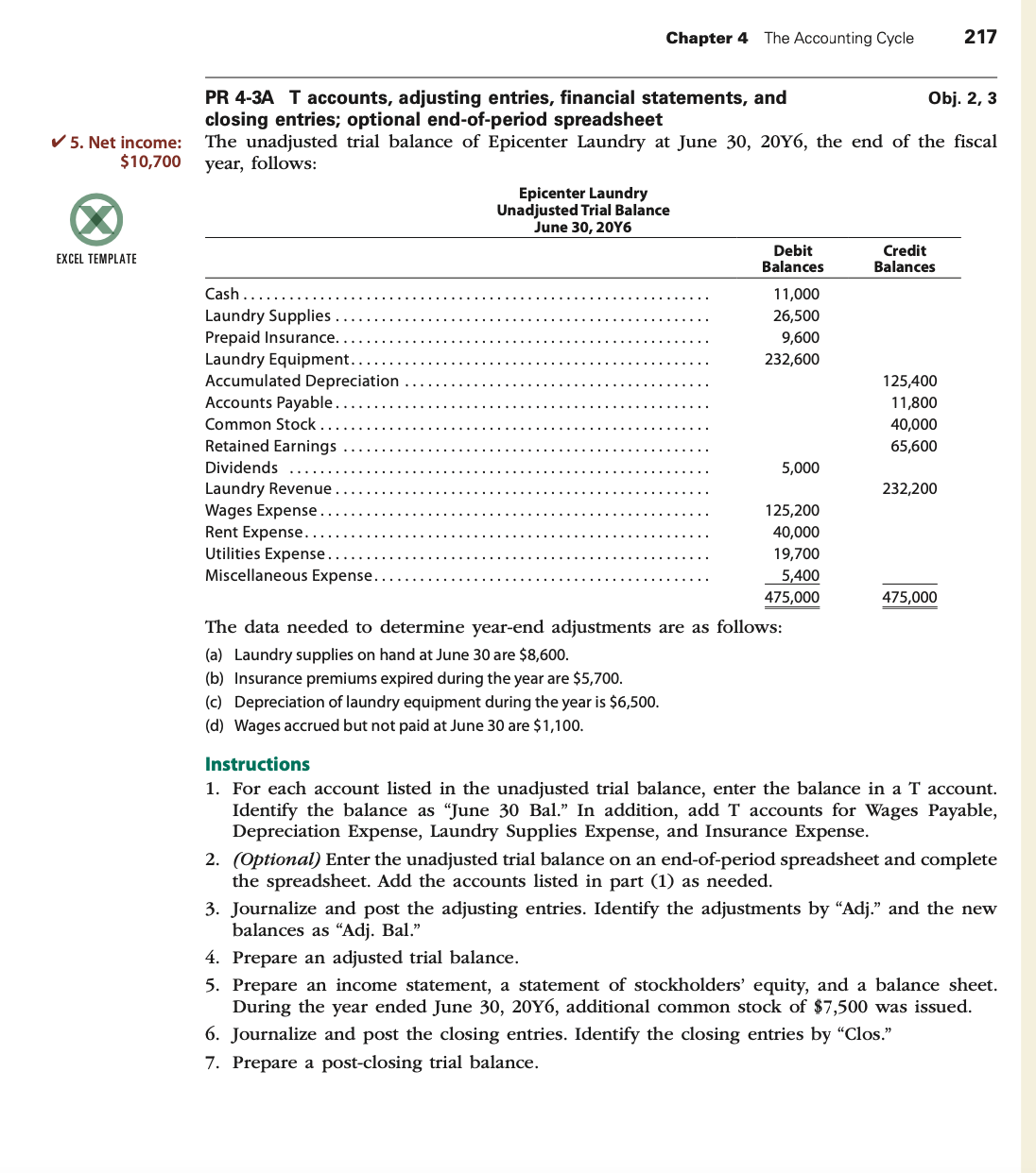Solved Chapter 4 The Accounting Cycle 217 5. Net income: | Chegg.com