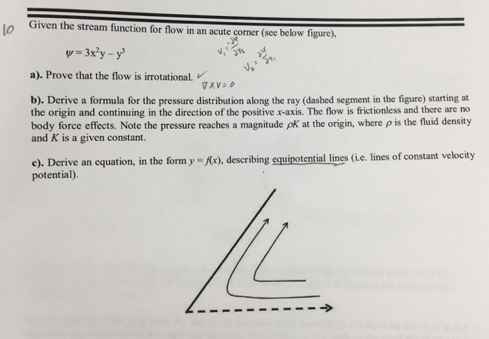 Solved Given the stream function for flow in an acute corner | Chegg.com