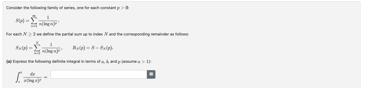 Solved Consider the following family of series, one for each | Chegg.com