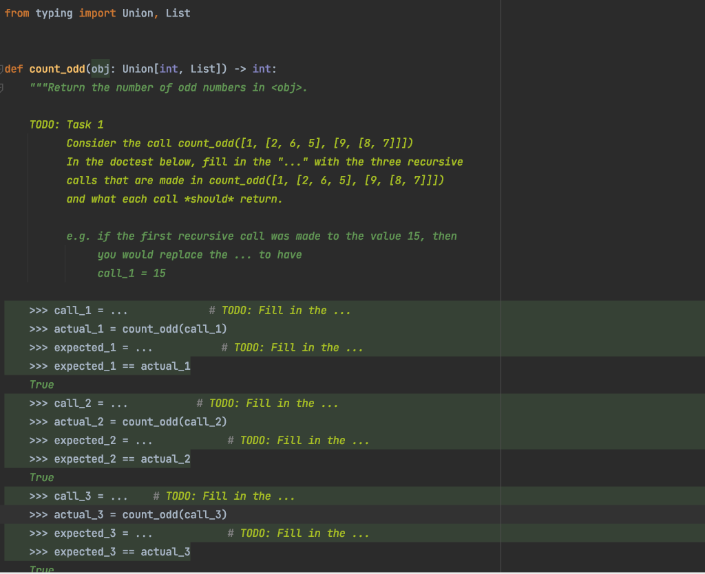 Solved from typing import Union, List def count_odd(obj: | Chegg.com