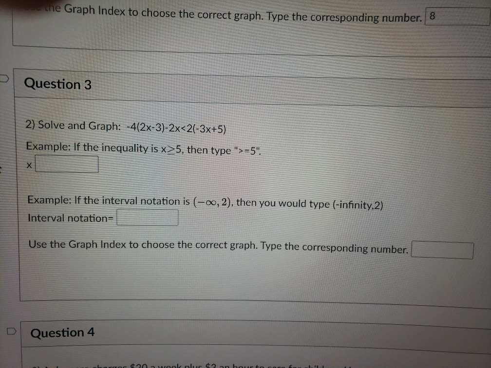 Solved the Graph Index to choose the correct graph. Type the | Chegg.com