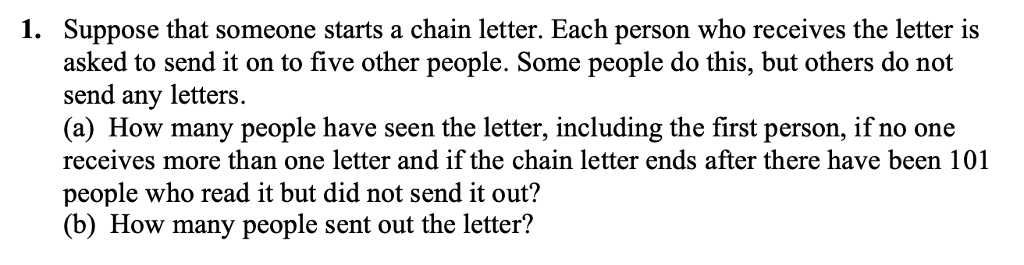 Solved Suppose that someone starts a chain letter. Each | Chegg.com