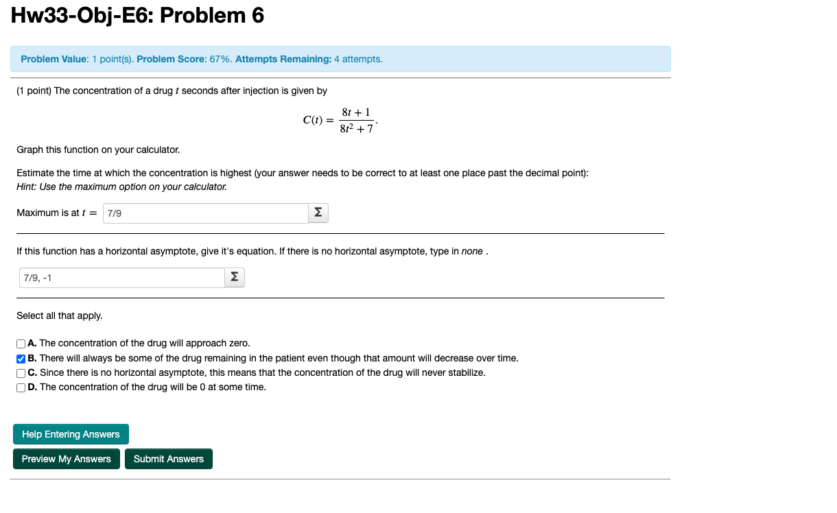Solved Hw33 Obj E6 Problem 6 Problem Value 1 Points 