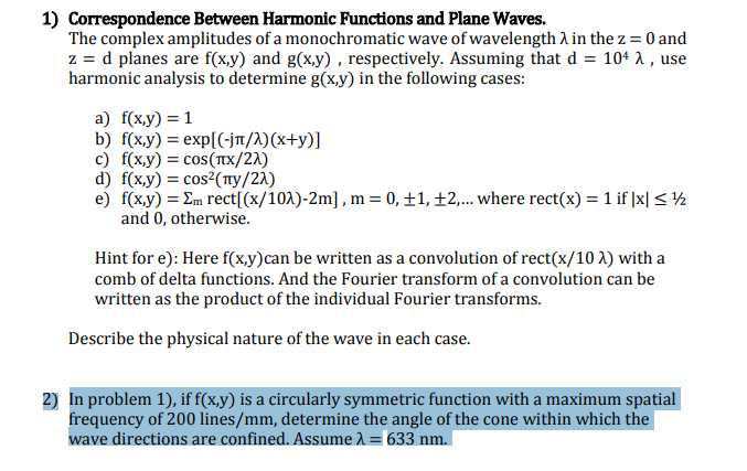 Solved 1) Correspondence Between Harmonic Functions and | Chegg.com