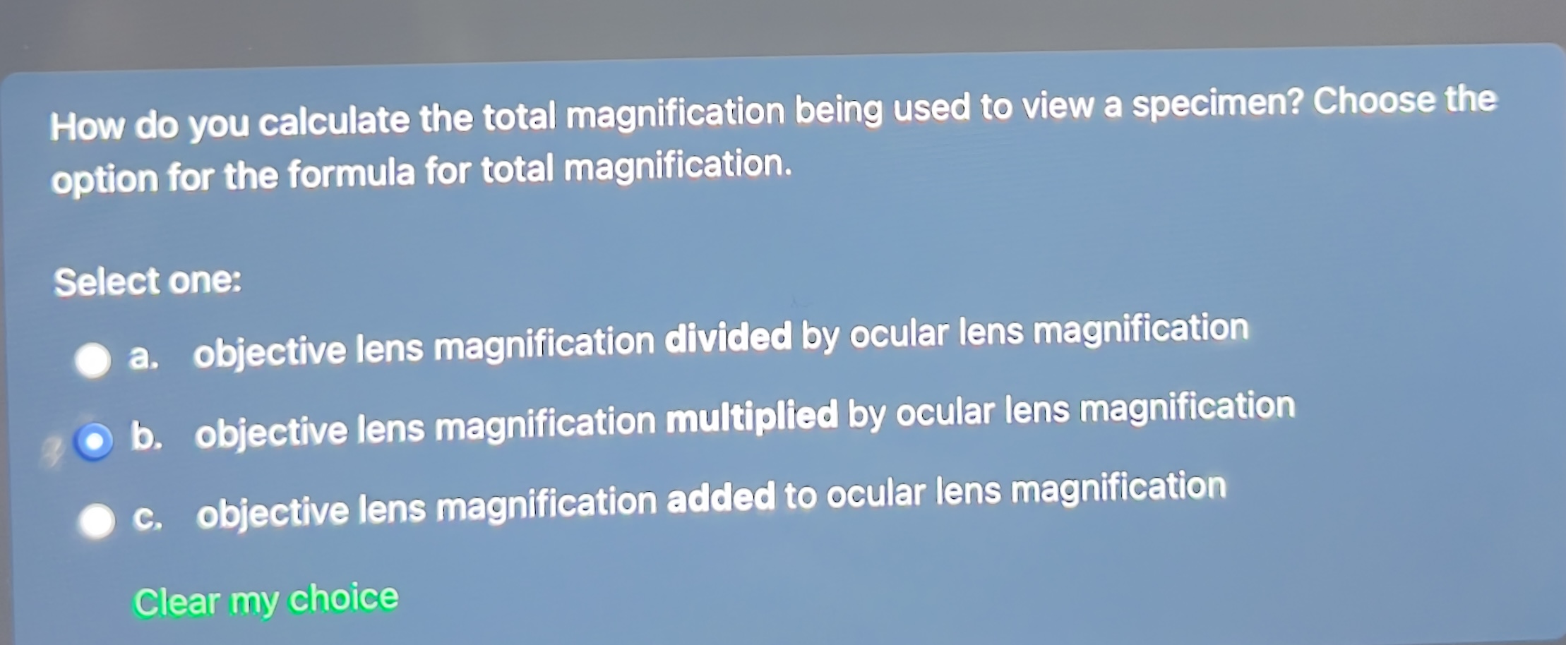 Solved How do you calculate the total magnification being | Chegg.com