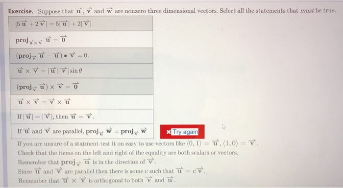 Solved Exercise. Suppose that u, V and w are nonzero three | Chegg.com