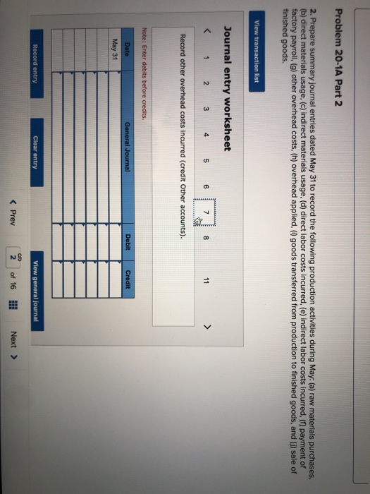 Solved Problem 20-1A Part 1 Part 1 of 2 1. Compute the cost | Chegg.com
