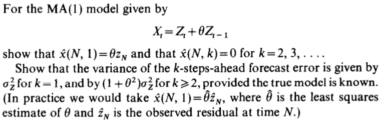 Solved For the MA(1) model given by X,=2+02,-1 show that | Chegg.com