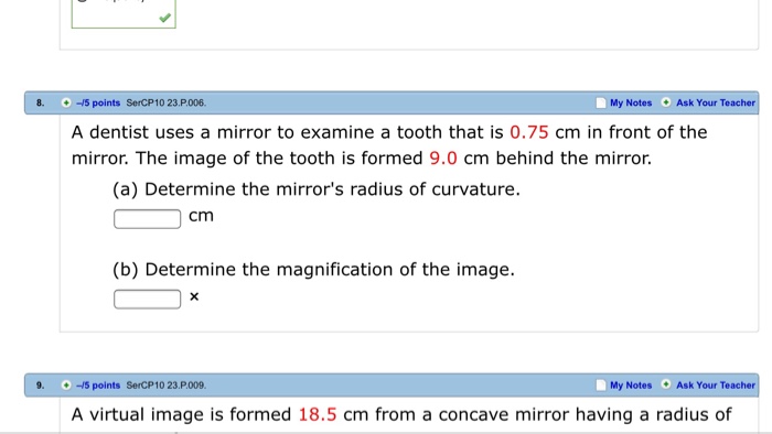 Solved 8 5 Points Sercp10 23 P006 My Notes Ask Your Teach
