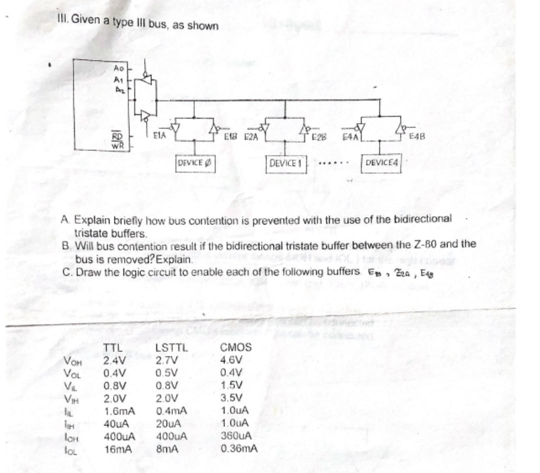 III. Given a type III bus, as shown Ao A1 EZA 28 WR | Chegg.com