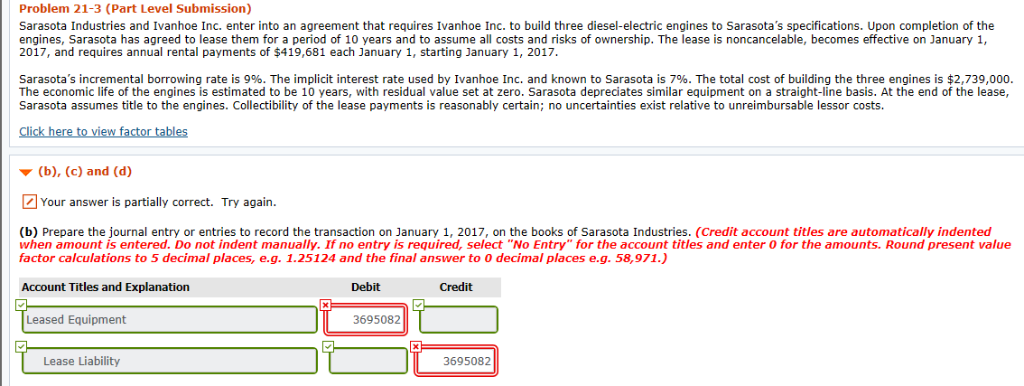 Solved Problem 21-3 (Part Level Submission) Sarasota | Chegg.com