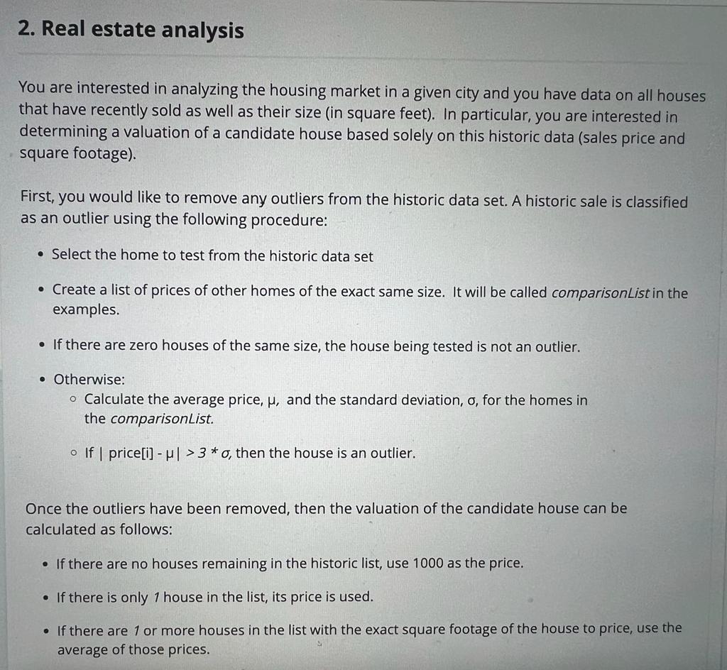 Solved Real estate analysis: You are interested in analyzing | Chegg.com