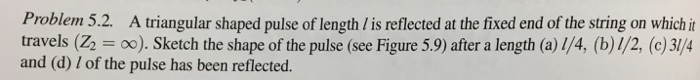 Solved A triangular shaped pulse of length l is reflected at | Chegg.com
