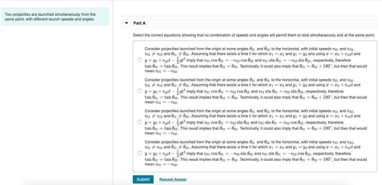 Solved Two projectiles are launched simultaneously from the | Chegg.com