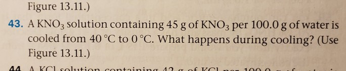 Solved Figure 13.11.) 43. A KNO3 solution containing 45 g of | Chegg.com
