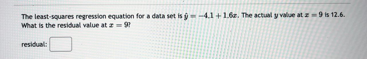 Solved The least-squares regression equation for a data set | Chegg.com