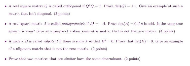 Solved • A real square matrix Q is called orthogonal if | Chegg.com