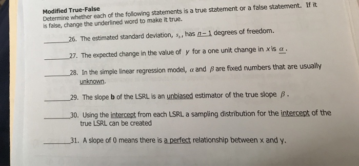 Solved Modified True-False Determine whether each of the | Chegg.com