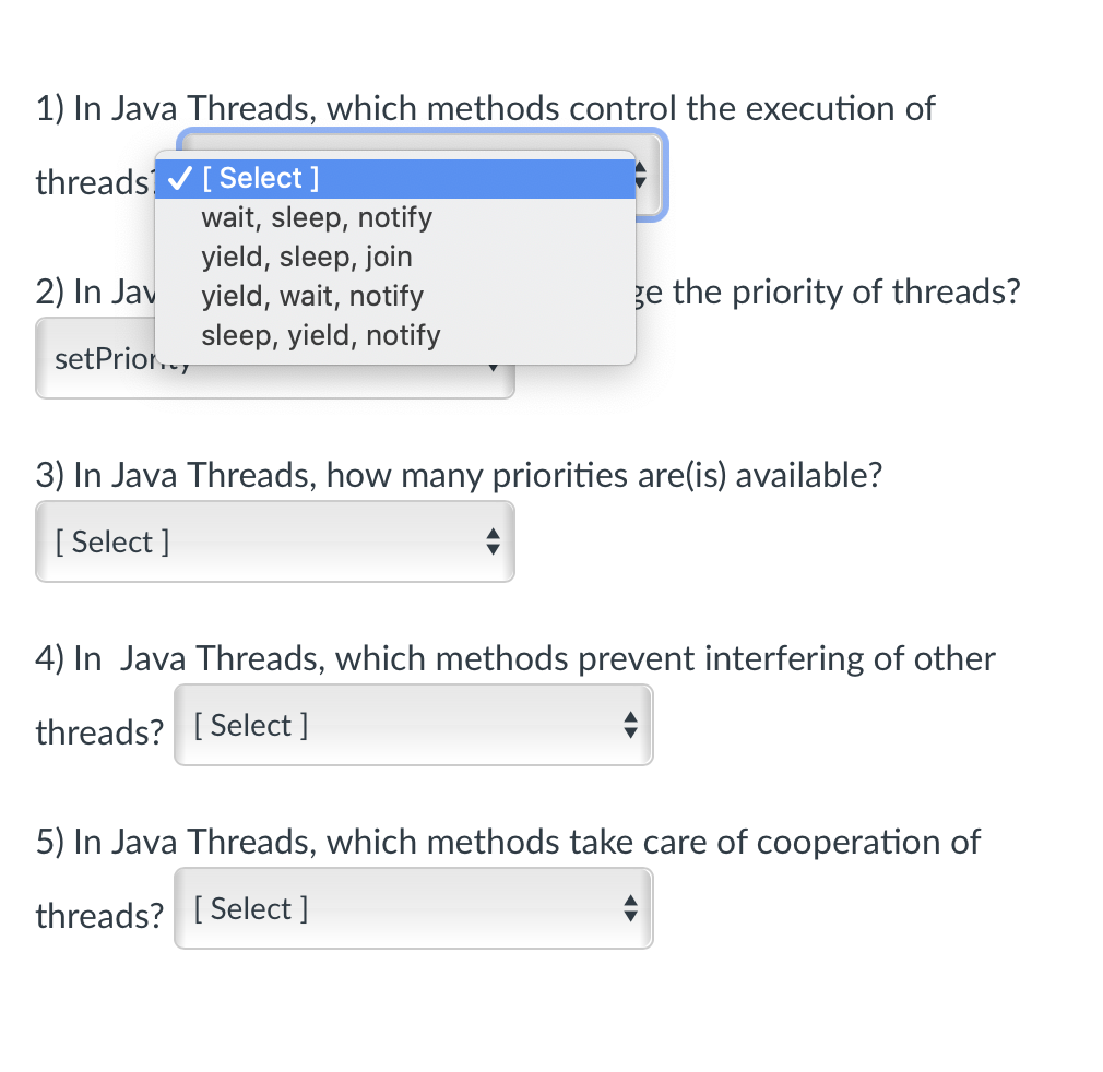 Solved 1) In Java Threads, which methods control the | Chegg.com