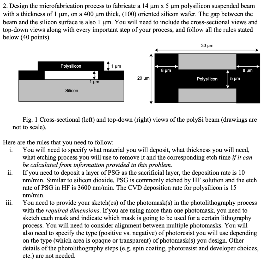 Design the microfabrication process to fabricate a 14 | Chegg.com