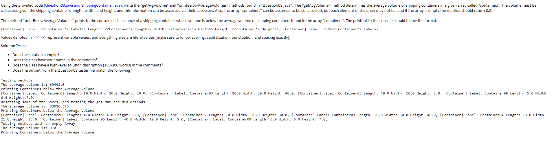 Solved public class Question03 { //The array of boxes to | Chegg.com