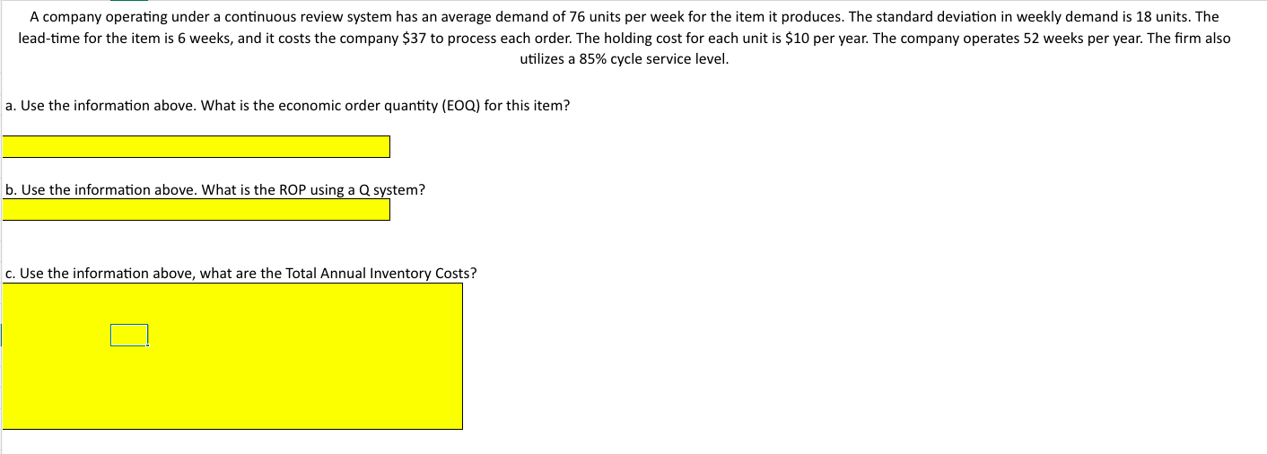 Solved A company operating under a continuous review system | Chegg.com