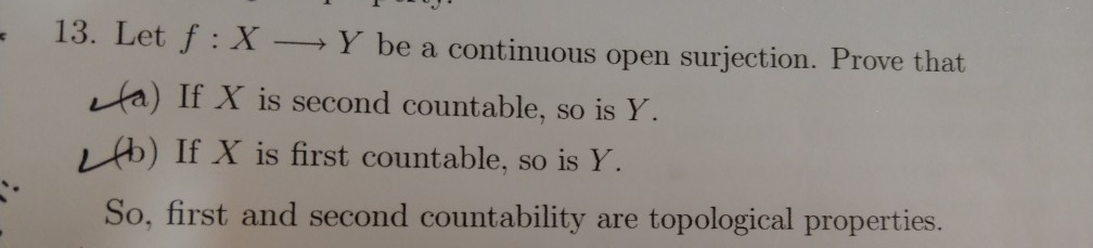 Solved 13. Let f : X-→ Y be a continuous open surjection. | Chegg.com