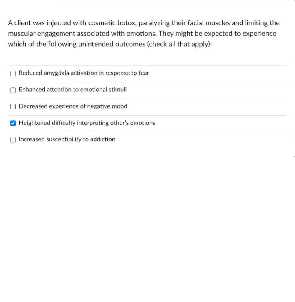 Solved A client was injected with cosmetic botox, paralyzing | Chegg.com