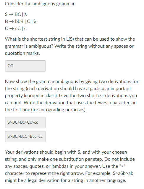 Solved B→bbB∣C∣λC→cC∣C What is the shortest string in L(S) | Chegg.com