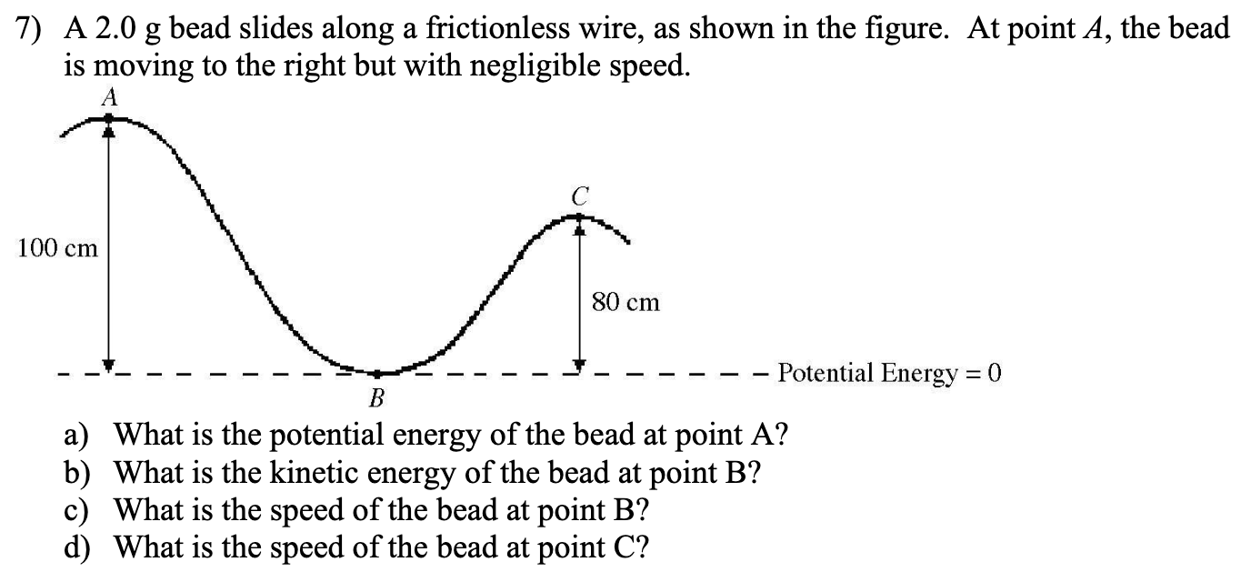 Solved 7) A 2.0 g bead slides along a frictionless wire, as | Chegg.com