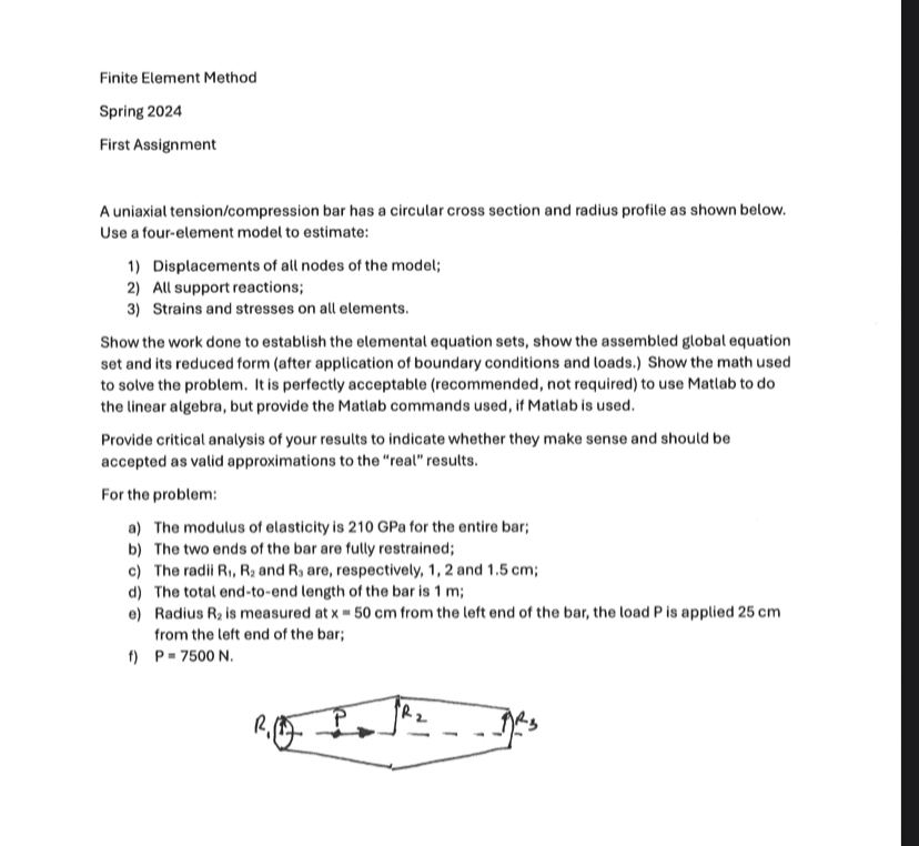 Solved Finite Element MethodSpring 2024First AssignmentA | Chegg.com