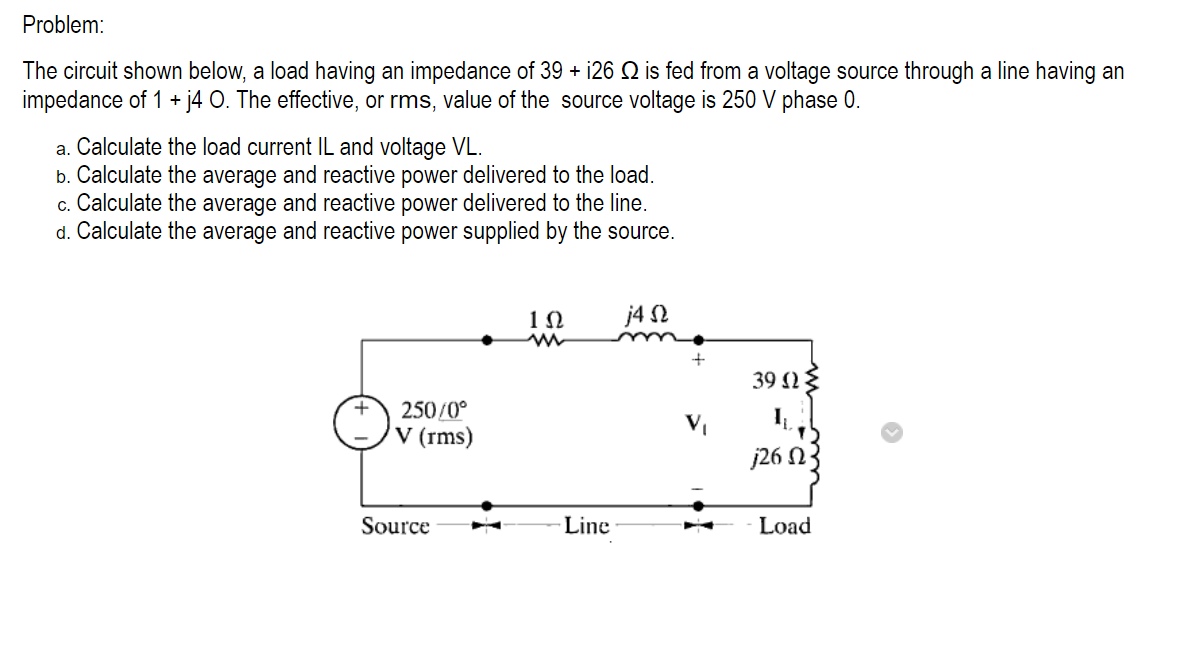 Solved The circuit shown below, a load having an impedance | Chegg.com