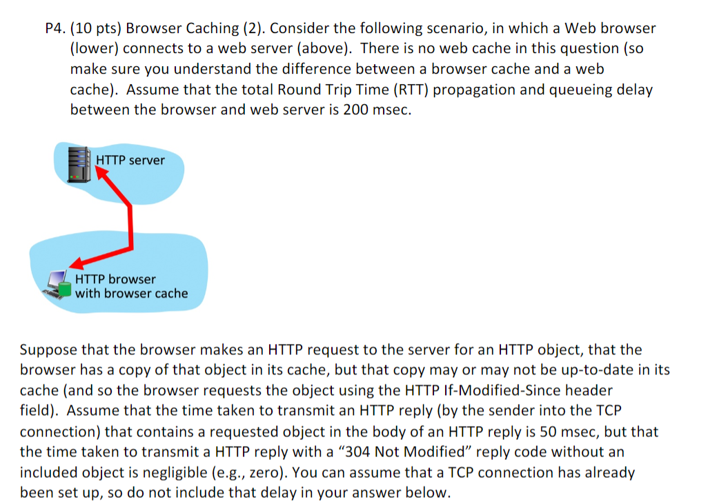 Solved P4. (10 pts) Browser Caching (2). Consider the | Chegg.com