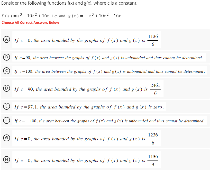Solved Consider the following functions f(x) and g(x), where | Chegg.com