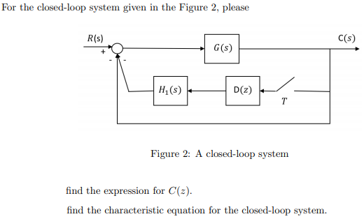 Solved For the closed-loop system given in the Figure 2, | Chegg.com