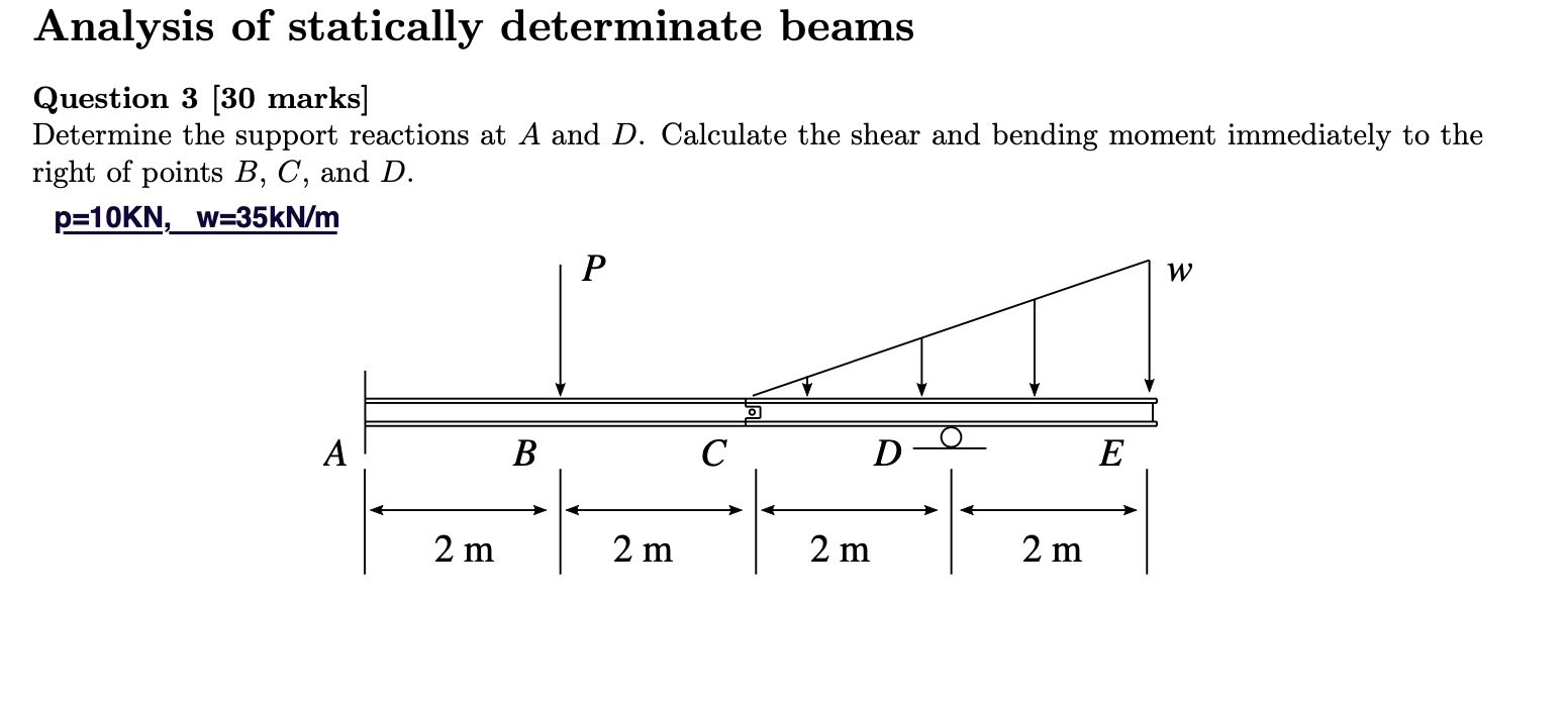 Solved Analysis of statically determinate beams Question 3 | Chegg.com