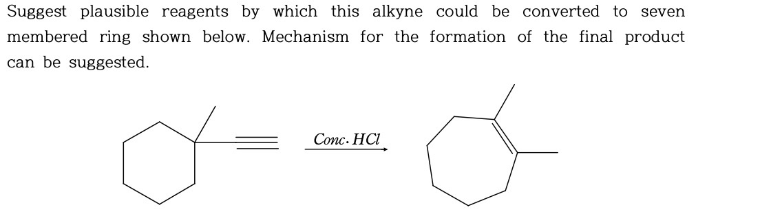 Solved Suggest plausible reagents by which this alkyne could | Chegg.com