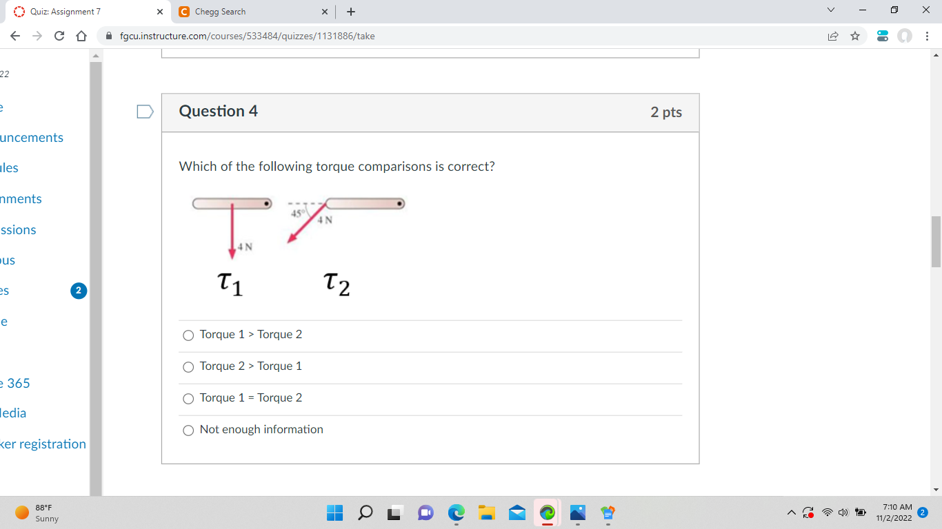 Solved Which of the following torque comparisons is correct? | Chegg.com