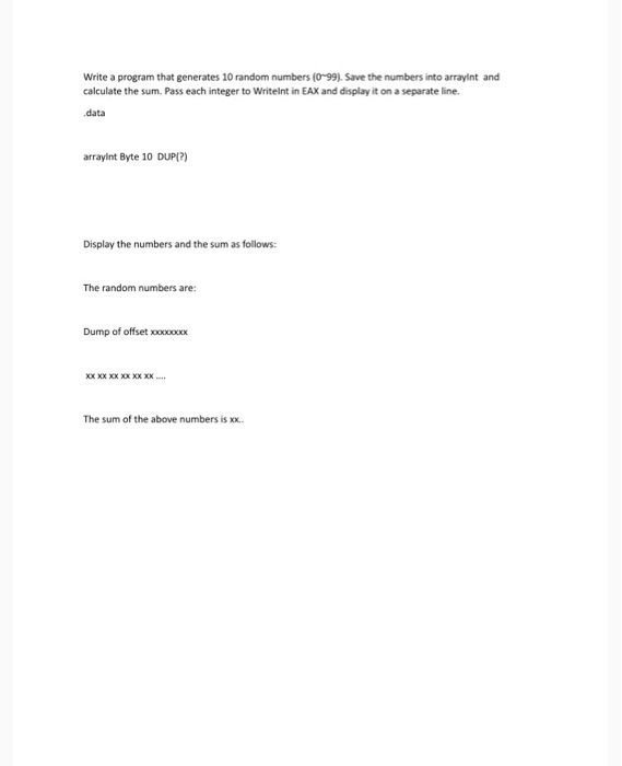 Solved Write A Program That Generates 10 Random Numbers