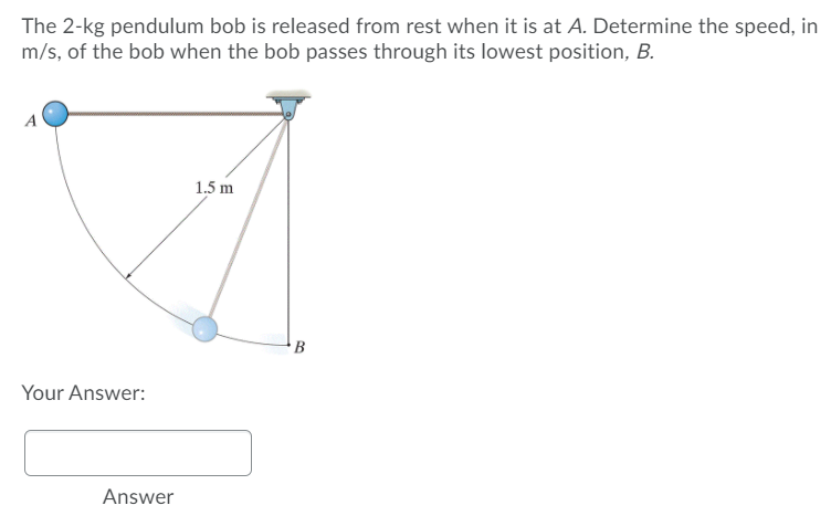 Solved The 2-kg pendulum bob is released from rest when it | Chegg.com
