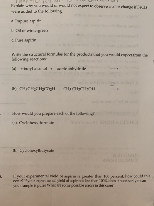 Solved EXPERIMENT 13 PRE-LABORATORY QUESTIONS a.Using | Chegg.com