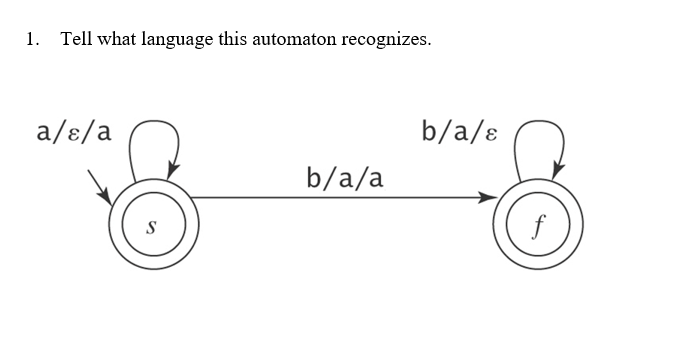 Solved 1. Tell what language this automaton recognizes. | Chegg.com