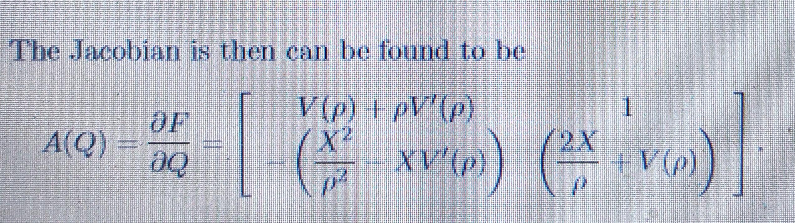 Solved The Jacobian is then can be found to be 1 A(Q) V(p) + | Chegg.com