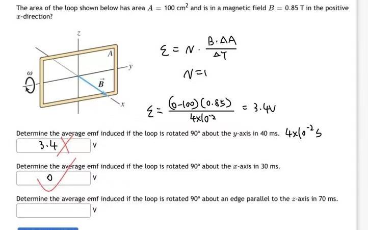 Solved The area of the loop shown below has area A = 100 cm² | Chegg.com