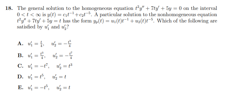 Solved The general solution to the homogeneous equation | Chegg.com