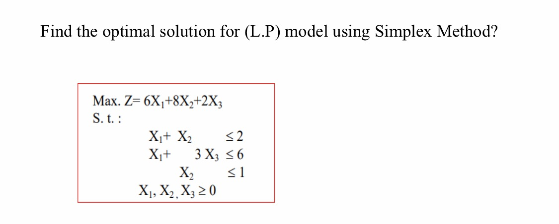 Solved Find the optimal solution for (L.P) model using | Chegg.com