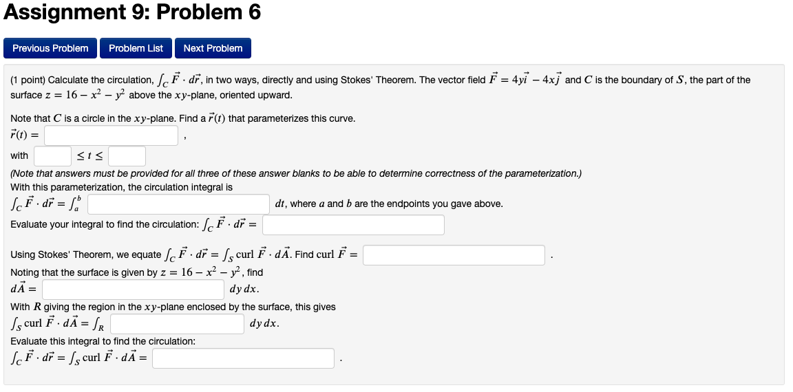 Solved Assignment 9 Problem 6 Previous Problem Problem List 1085