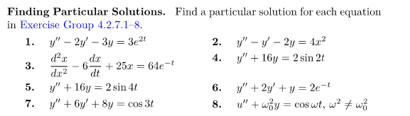 Solved Finding Particular Solutions. Find a particular | Chegg.com