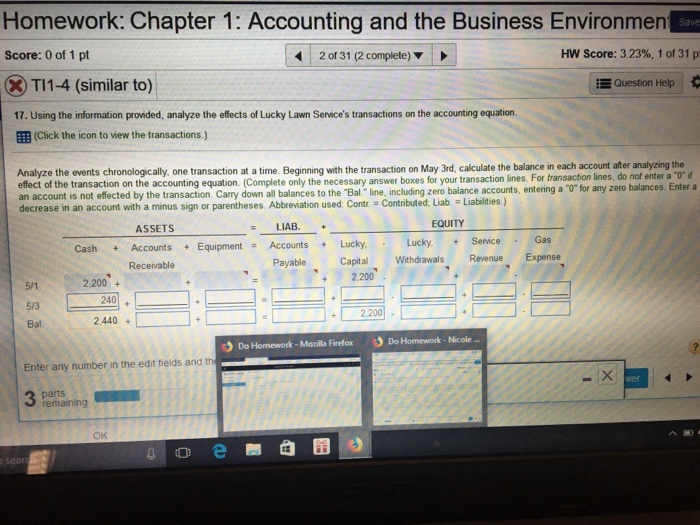 Solved Homework: Chapter 1: Accounting and the Business | Chegg.com